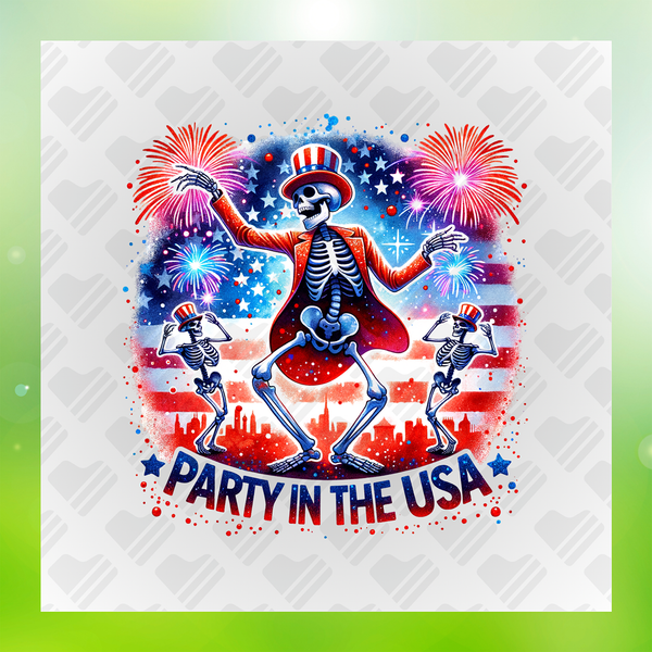 Uncle Sam Skeleton 'Party in the USA Transfer – One Heart Apparel