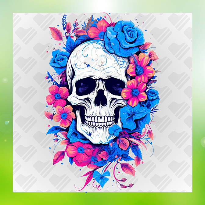 Flowery Decoration Skull Sticker – One Heart Apparel